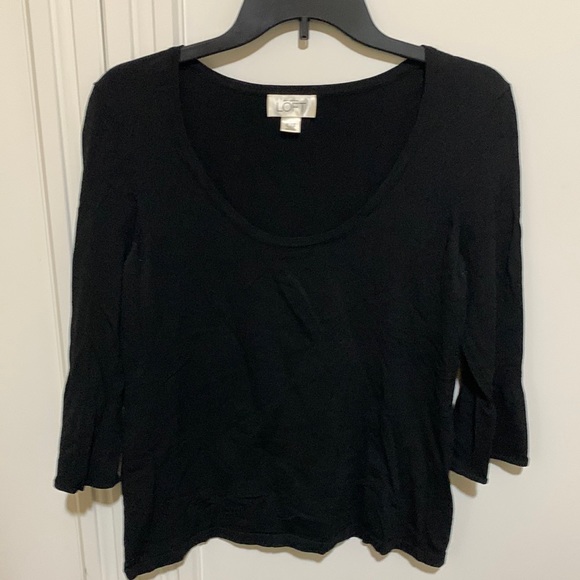 LOFT | Tops | Loft 34 Sleeve Black Top | Poshmark